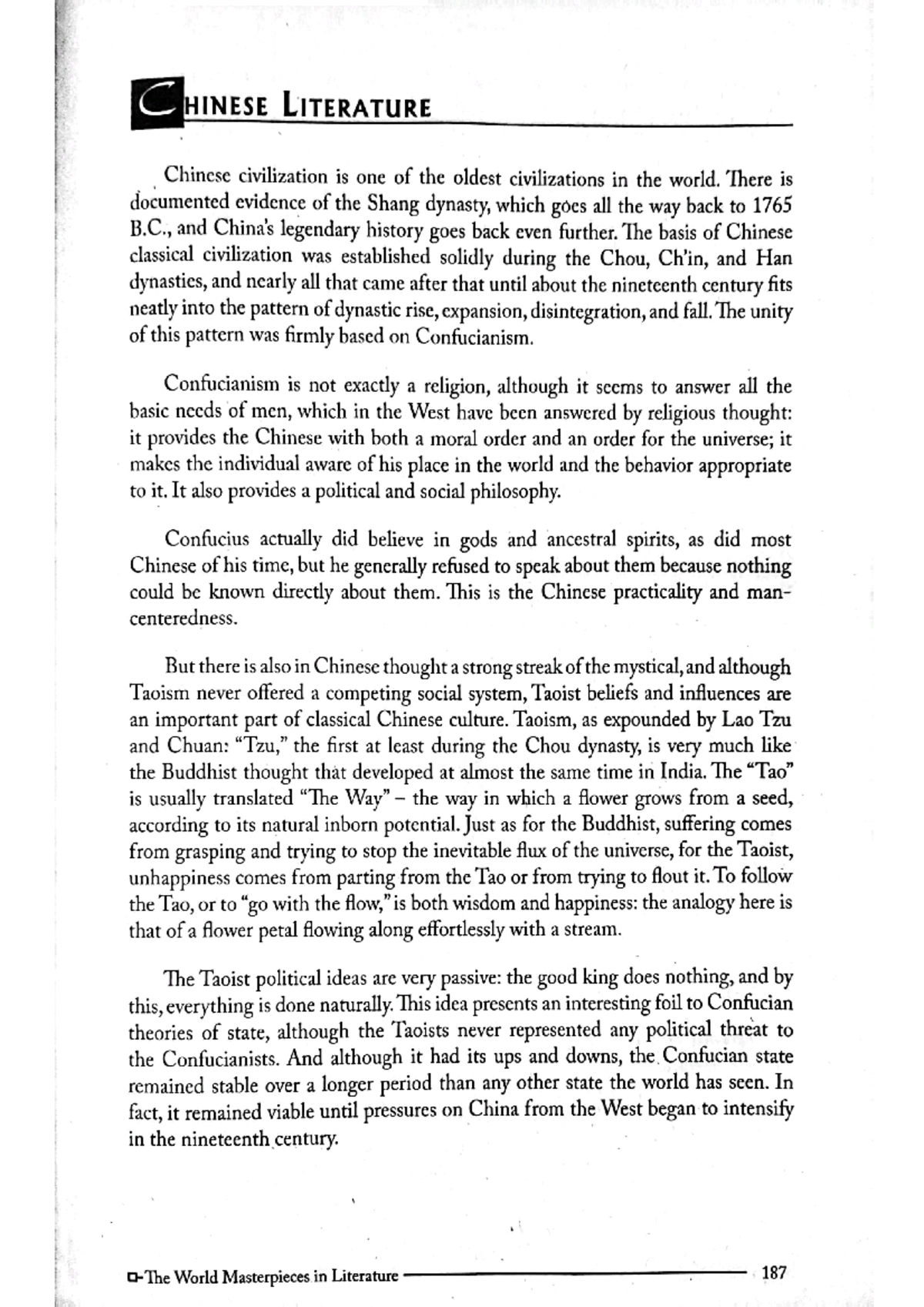 Chinese-Literature - Lecture notes - HINESE LITERATURE Chinese ...