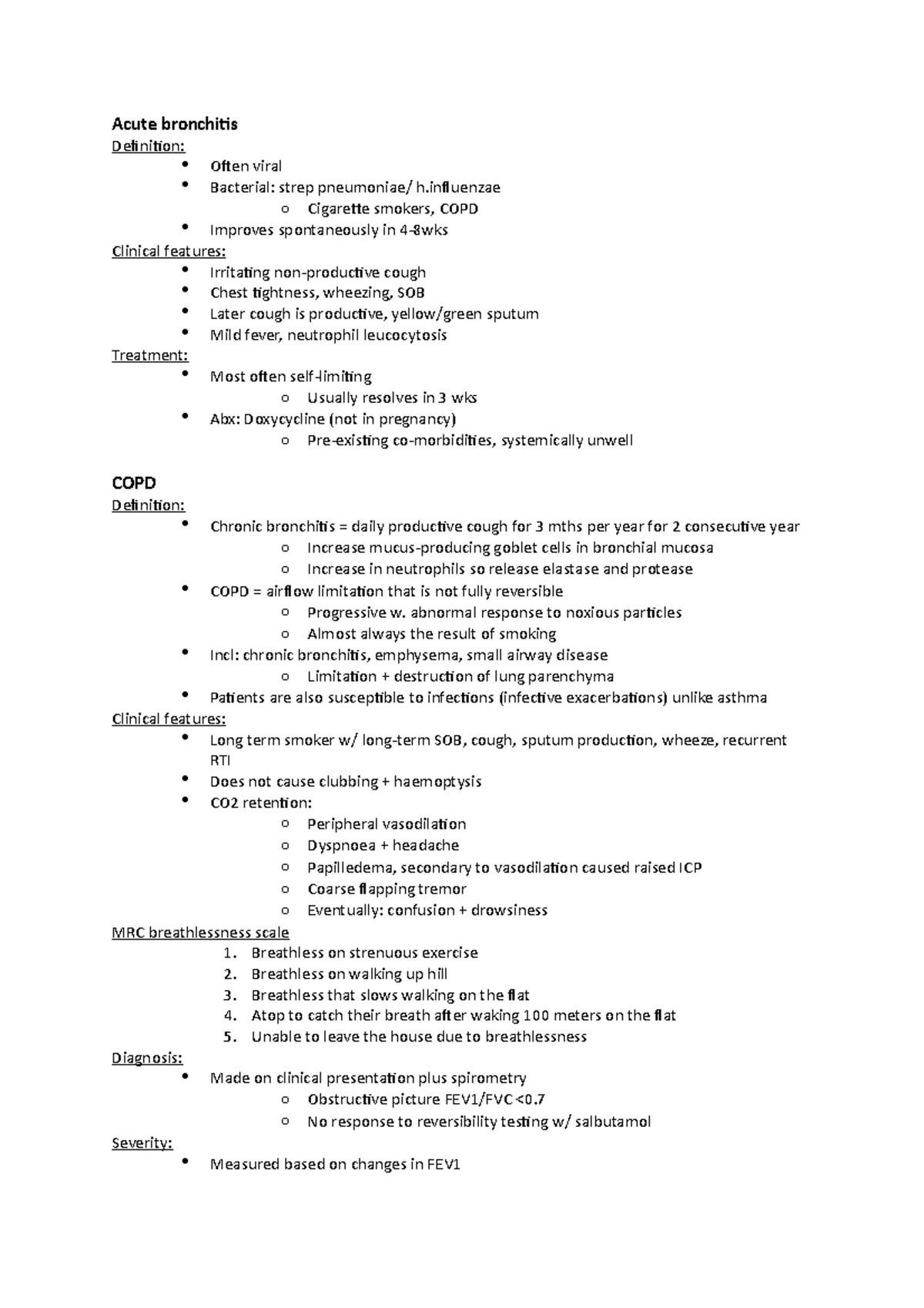 COPD - Outlines all DECAMPIG in concise way - Acute bronchitis ...