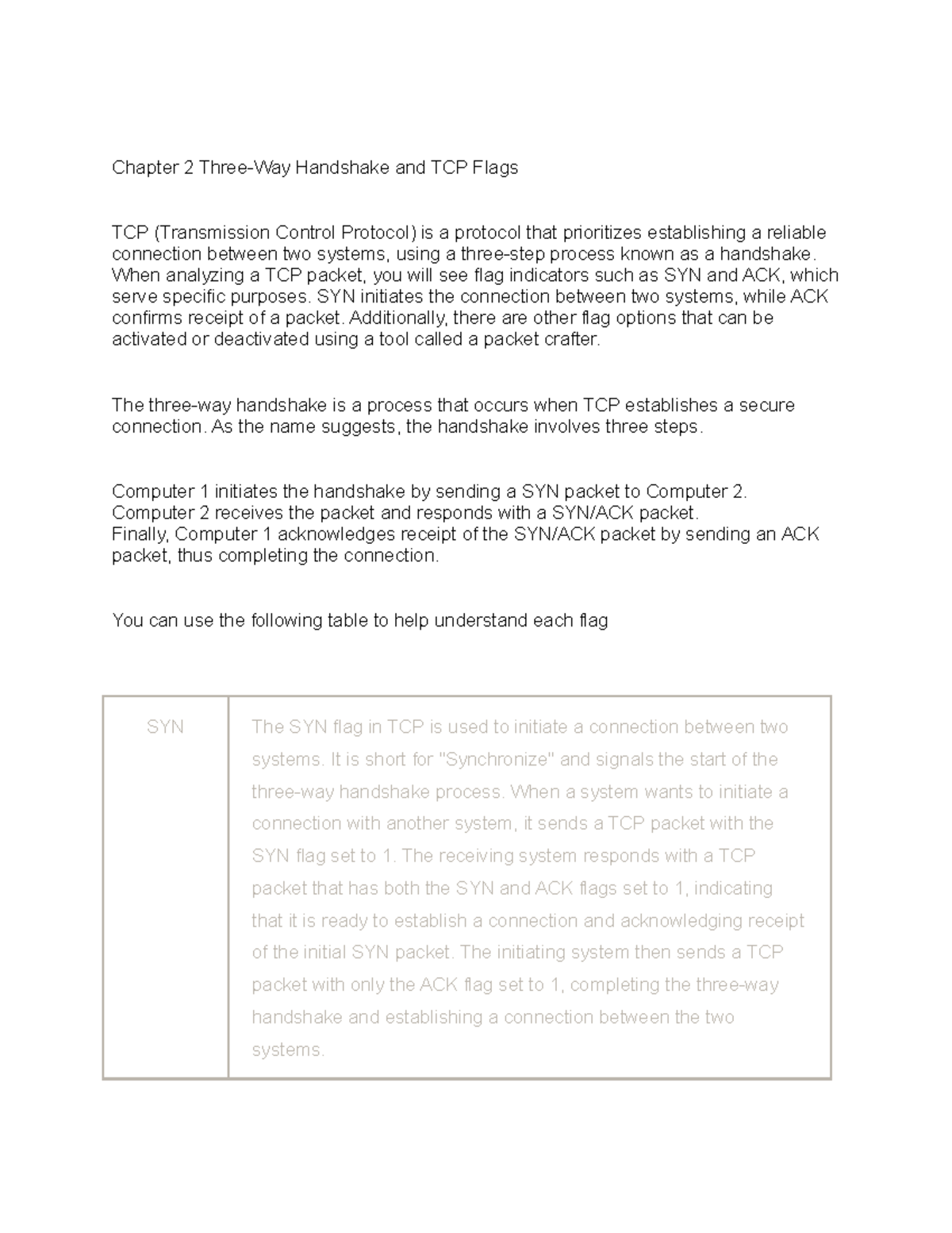 Chapter 2 Three Way Handshake And Tcp Flags When Analyzing A Tcp