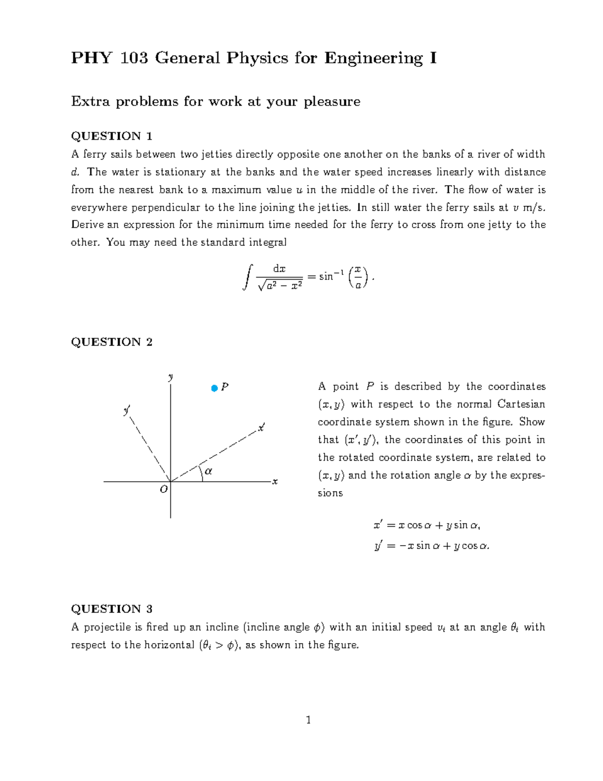 Extra Problem 2 - Tutorial class - PHY 103 General Physics for ...