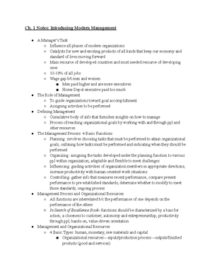 Exam 1 - Tim Waid - Chapter 1: Management: What is it, What Its ...