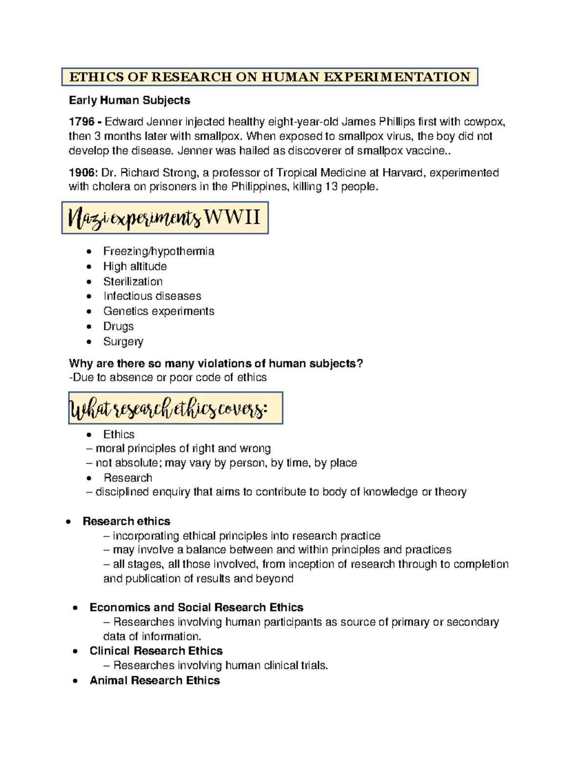 M6- Ethics of Research on Human Experimentation - ETHICS OF RESEARCH ON ...