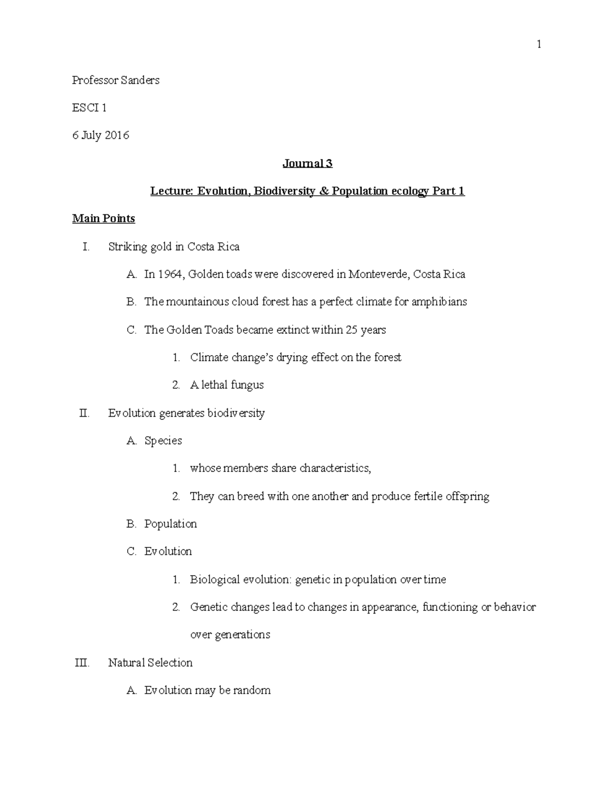 Journal 3 - Notes for this class. - Professor Sanders ESCI 1 6 July ...