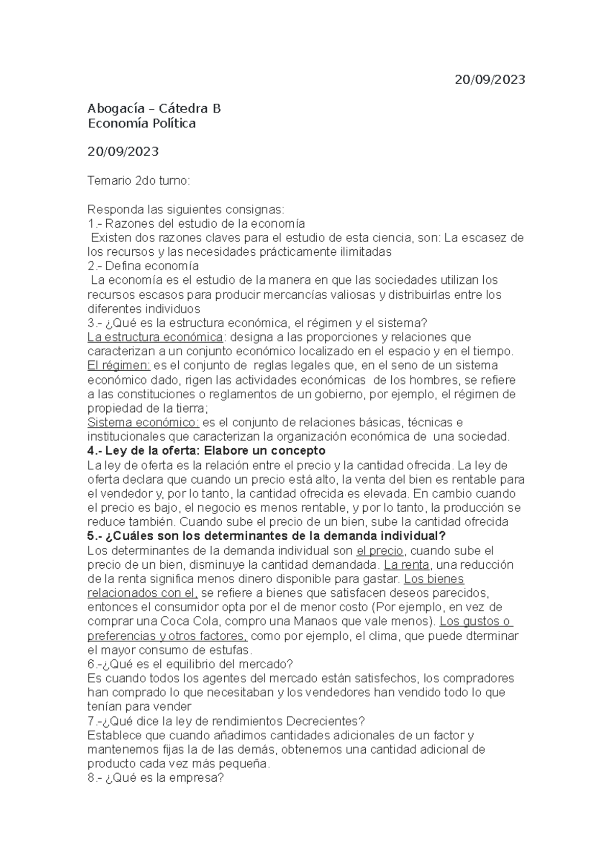 Temario 2do turno 20.09 Economía Política Catedra B - 20/09/ Abogacía ...