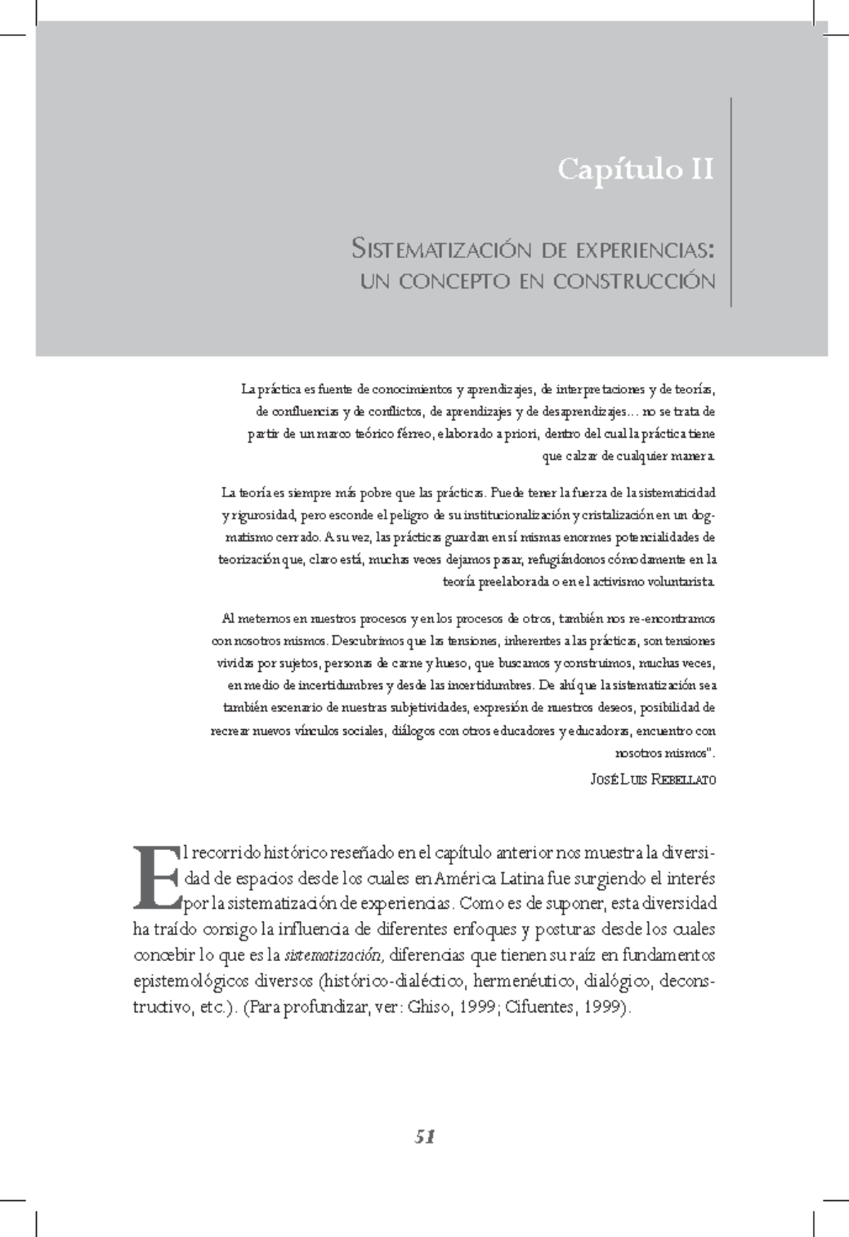 Lectura N°1 Cap.II La Sistematización de Experiencias Oscar Jara 2015 ...
