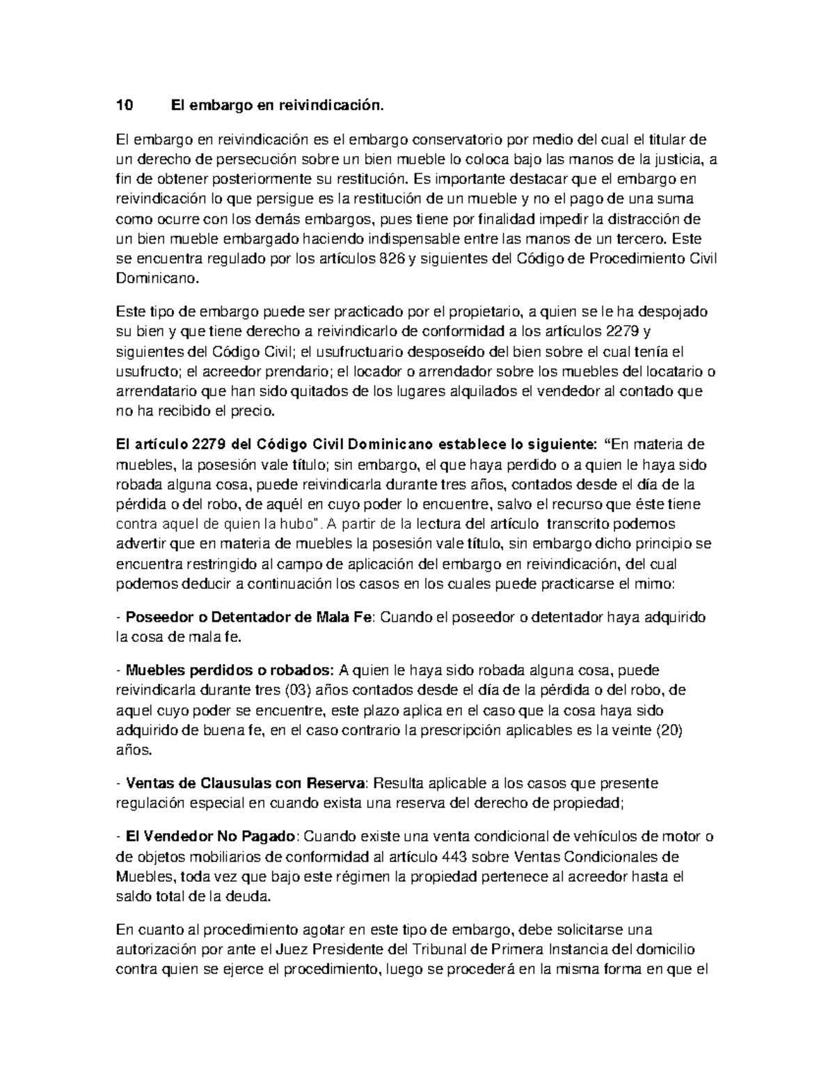 Embargo Locación Reivindicativo - 10 El embargo en reivindicación. El ...