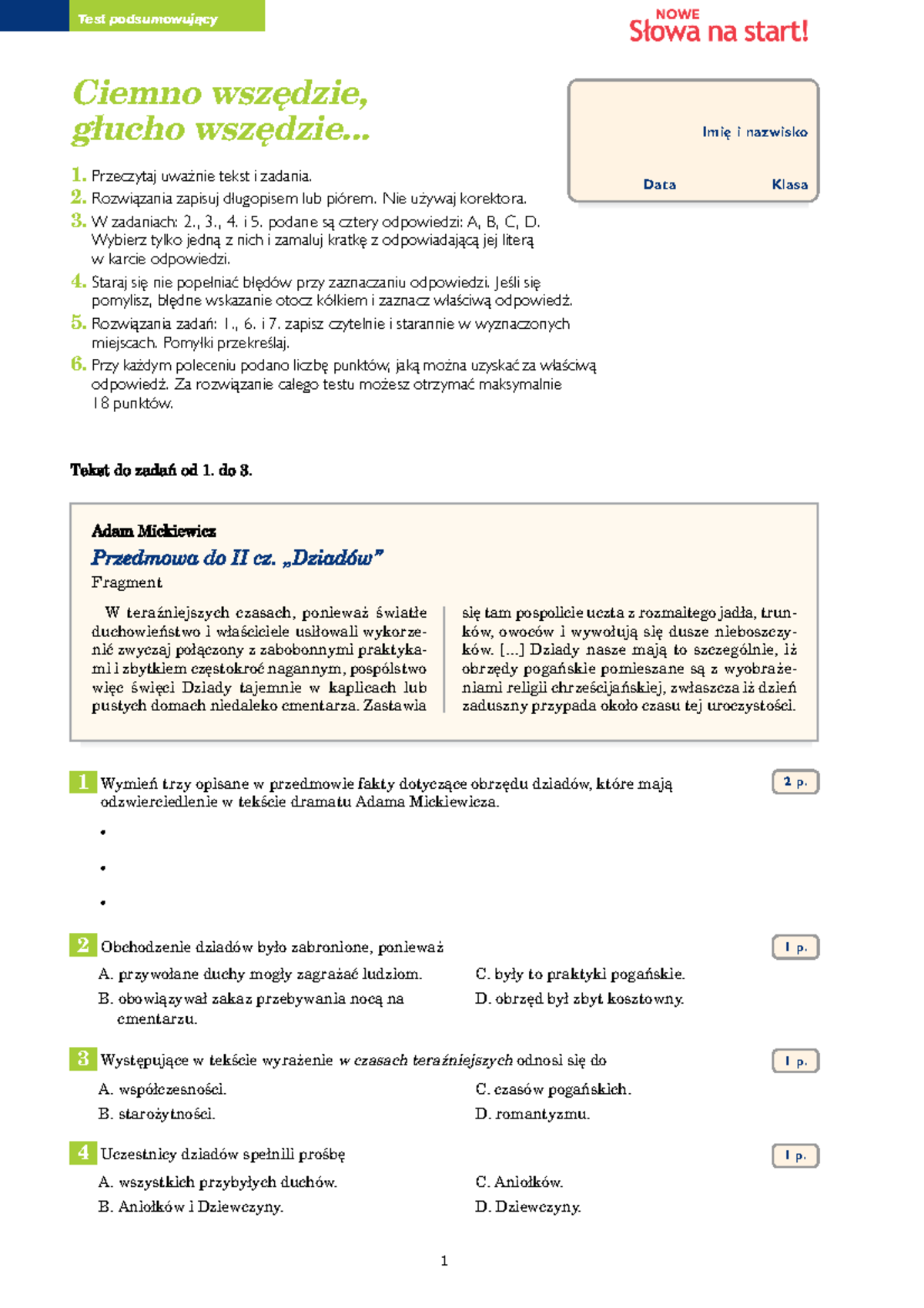 Test Z Lektury Dziady Slavic Squat