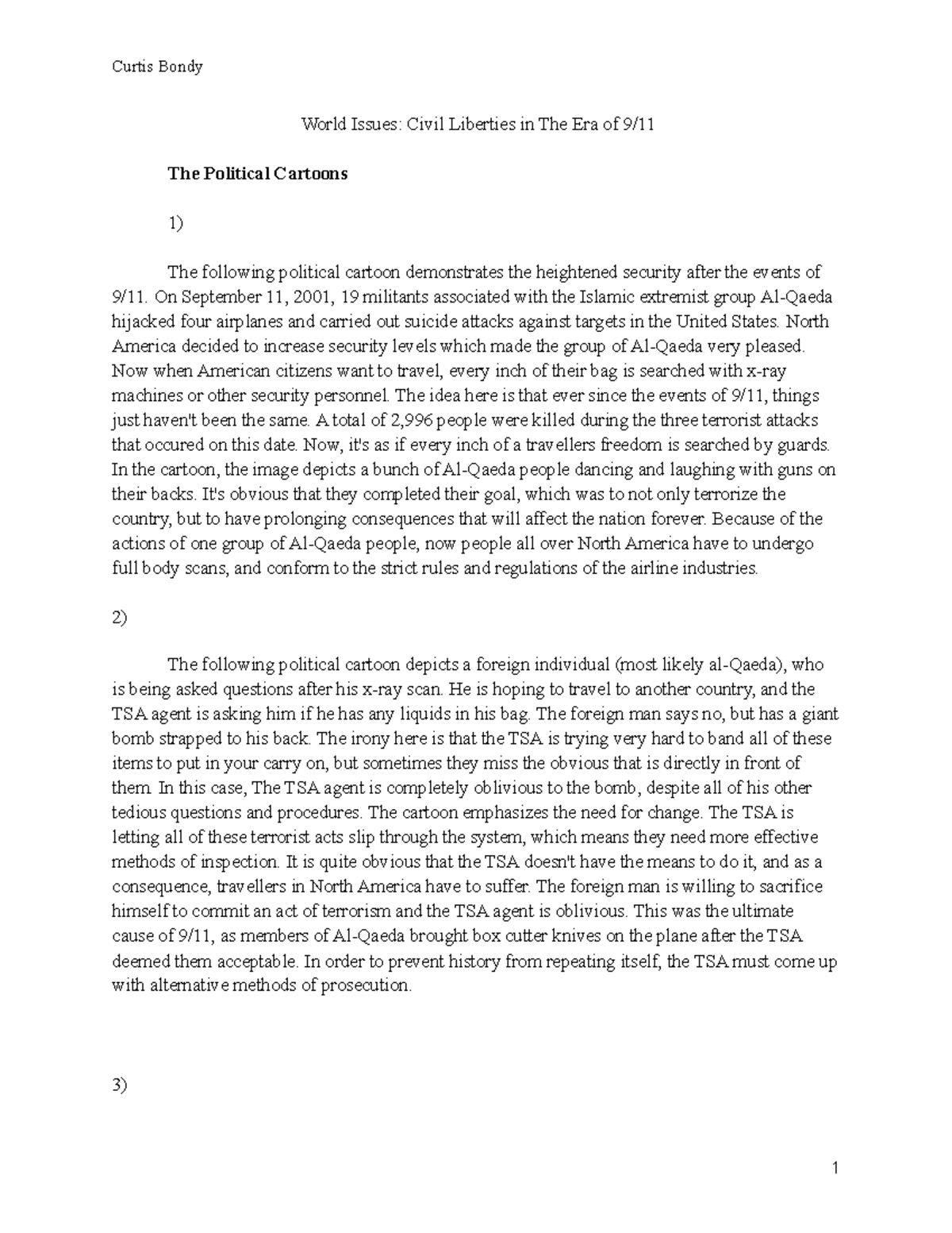 World Issues Civil Liberties in The Era of 9 11 - Curtis Bondy World ...