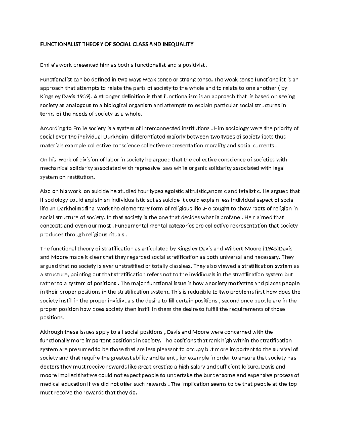 Functionalist T-WPS Office-2 - FUNCTIONALIST THEORY OF SOCIAL CLASS AND ...