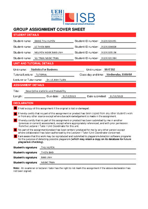 GA1-SB2-G7 - Group Asignment A1 - GROUP ASSIGNMENT COVER SHEET STUDENT ...