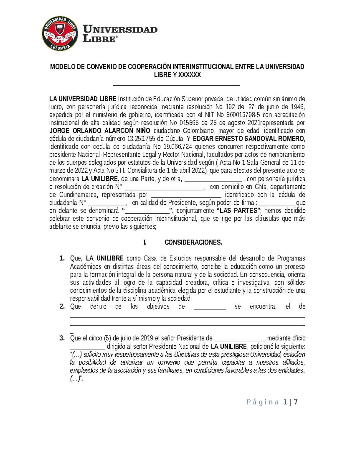 Modelo Convenios PARA Descuentos Obecas 2022 - LIBRE Y XXXXXX - Studocu
