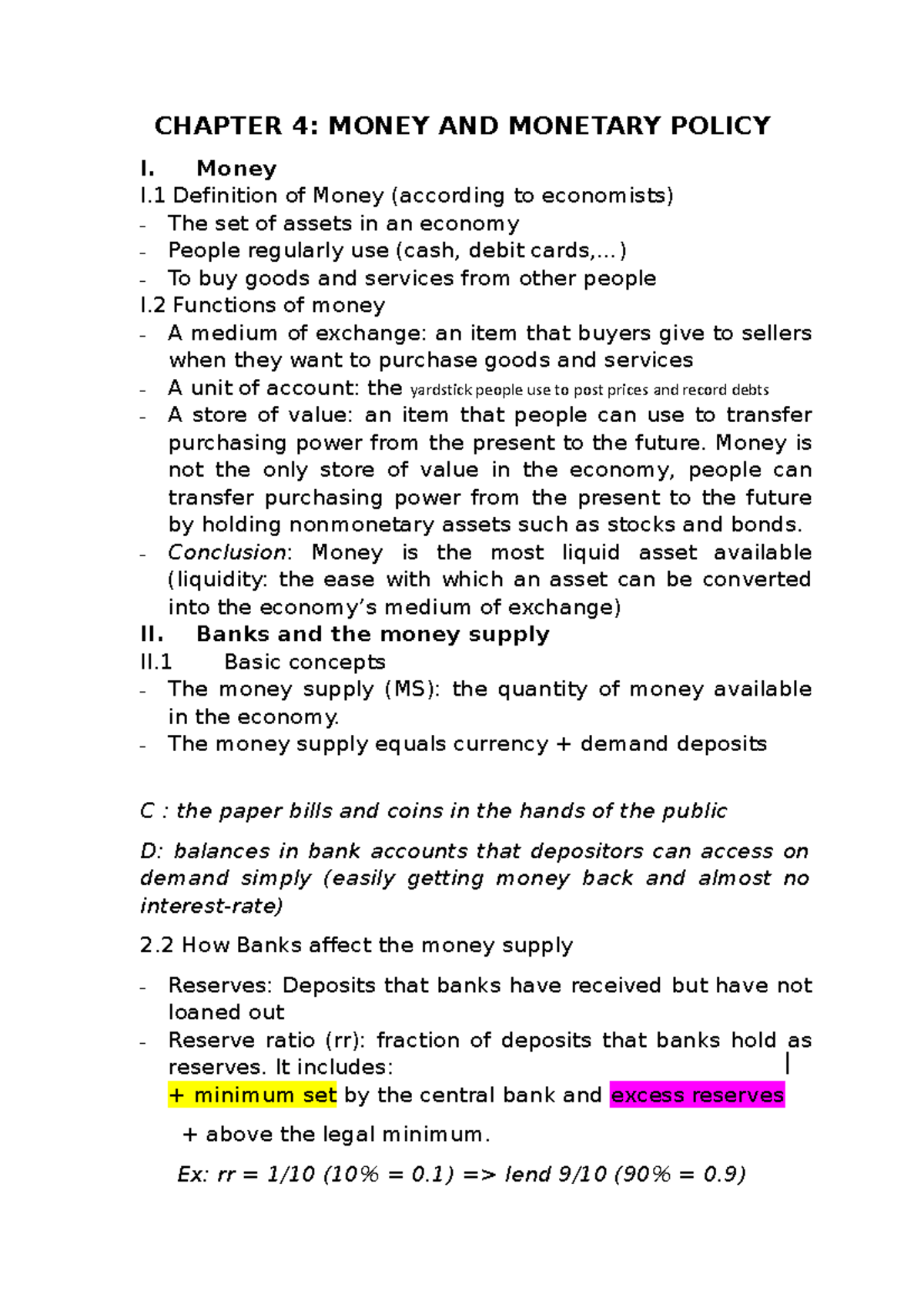 Chapter-4 Ms Hoai Thuong - CHAPTER 4: MONEY AND MONETARY POLICY I ...