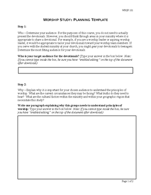 Reading Reflection Journal What Jesus Said About Worship Template ...