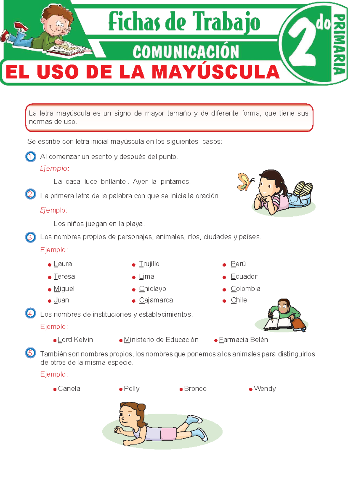 El uso de la mayúscula para Segundo Grado de Primaria - La letra mayúscula es un signo de mayor ...
