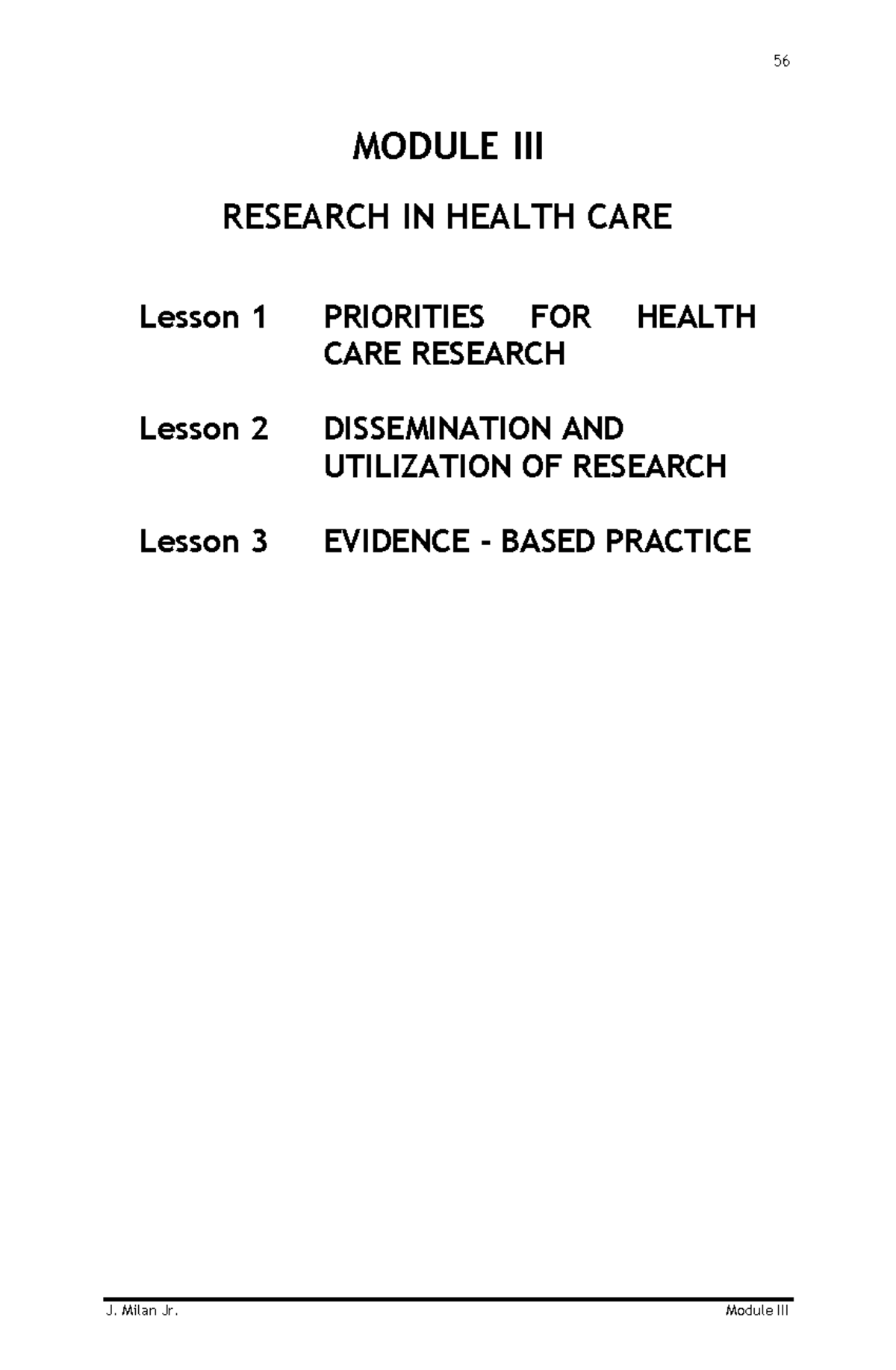 Module 3 - Midwifery Research - MODULE III RESEARCH IN HEALTH CARE ...