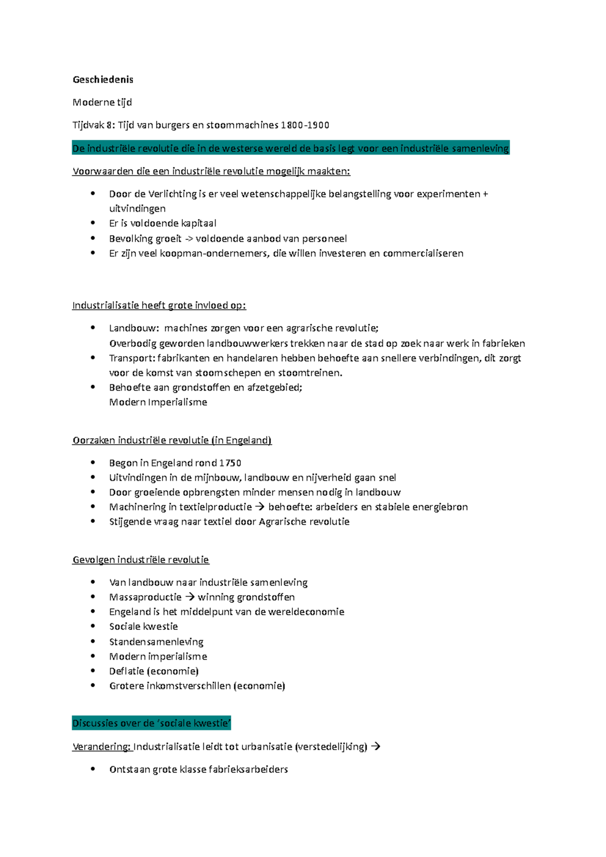 Geschiedenis Samenvatting Havo 5 Tijdvak 8 Geschiedenis Moderne Tijd