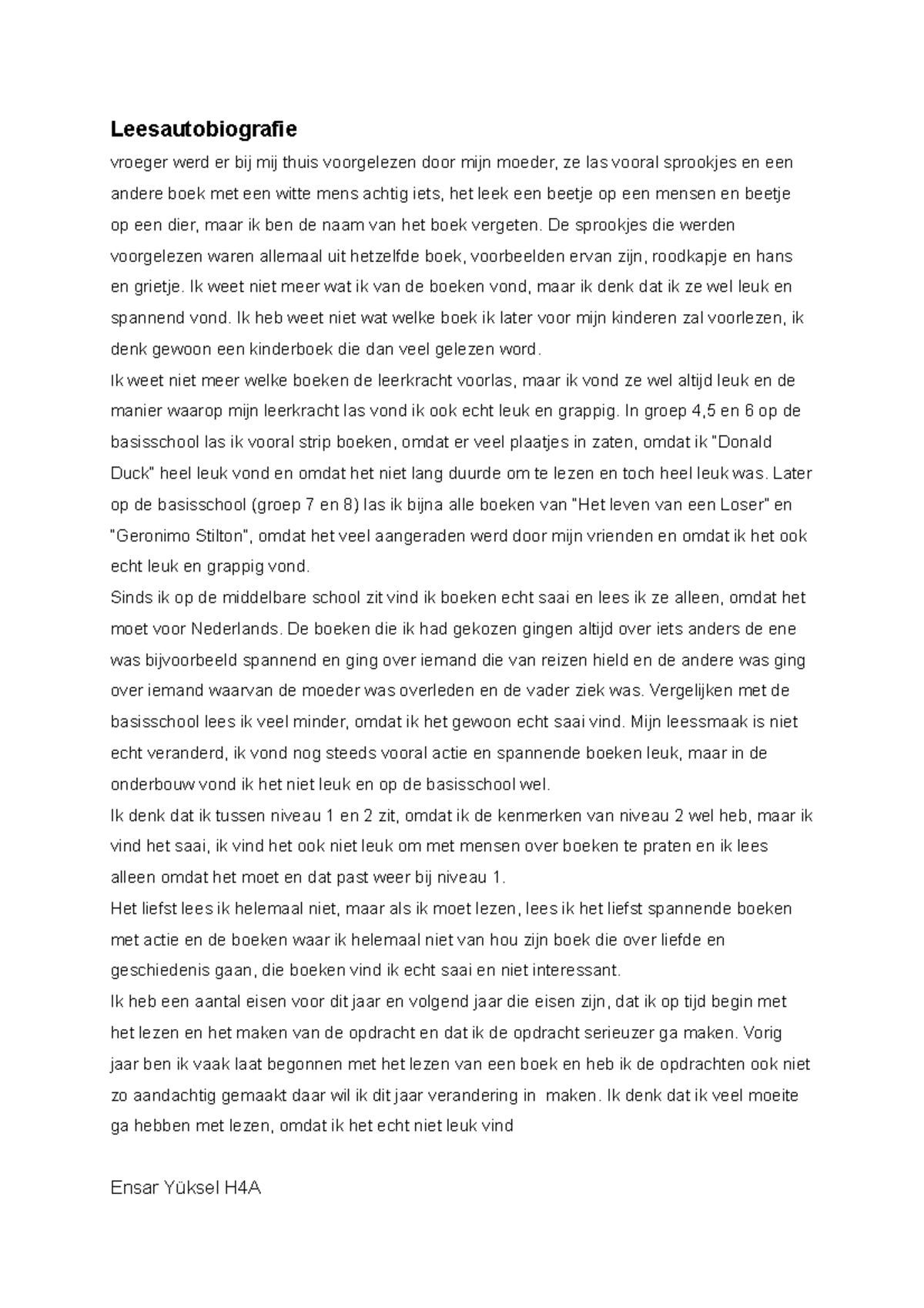 Autobiografie nederlands h4 - Leesautobiografie vroeger werd er bij mij ...