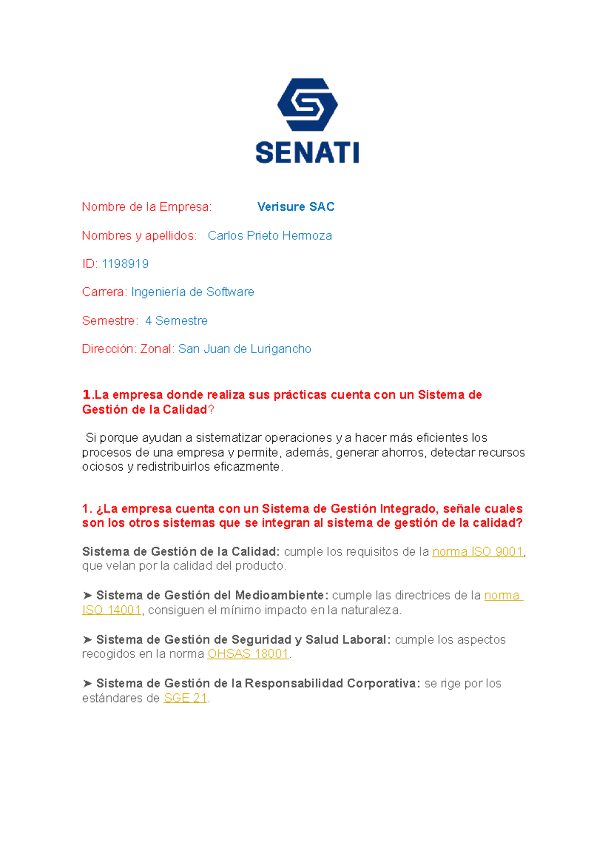 Tarea Entregable 1 - ddasdas - Nombre de la Empresa: Verisure SAC ...