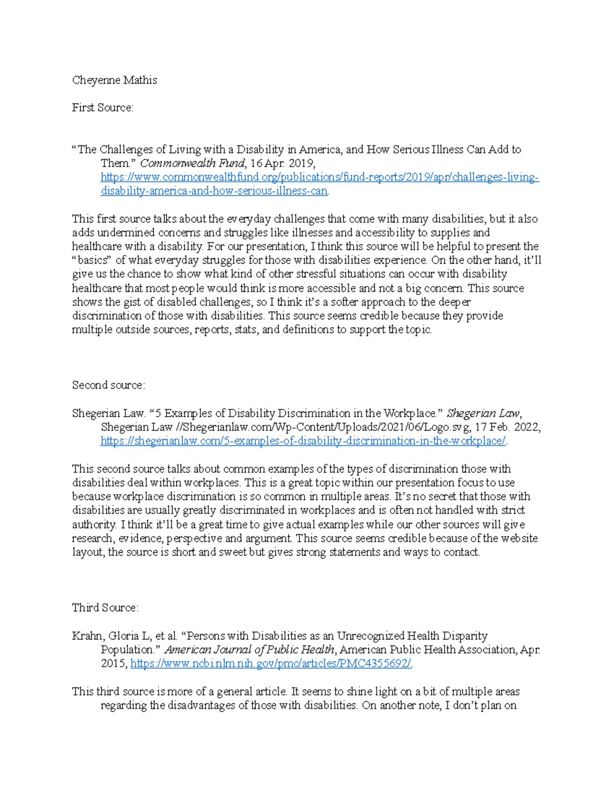 Annotated bib - bib - Cheyenne Mathis First Source: “The Challenges of ...