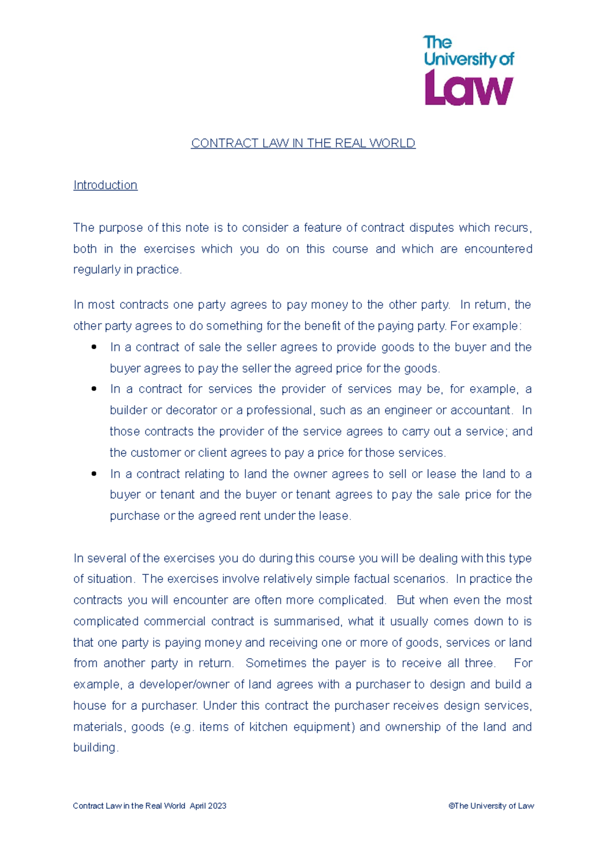 contract law in the real world - CONTRACT LAW IN THE REAL WORLD ...