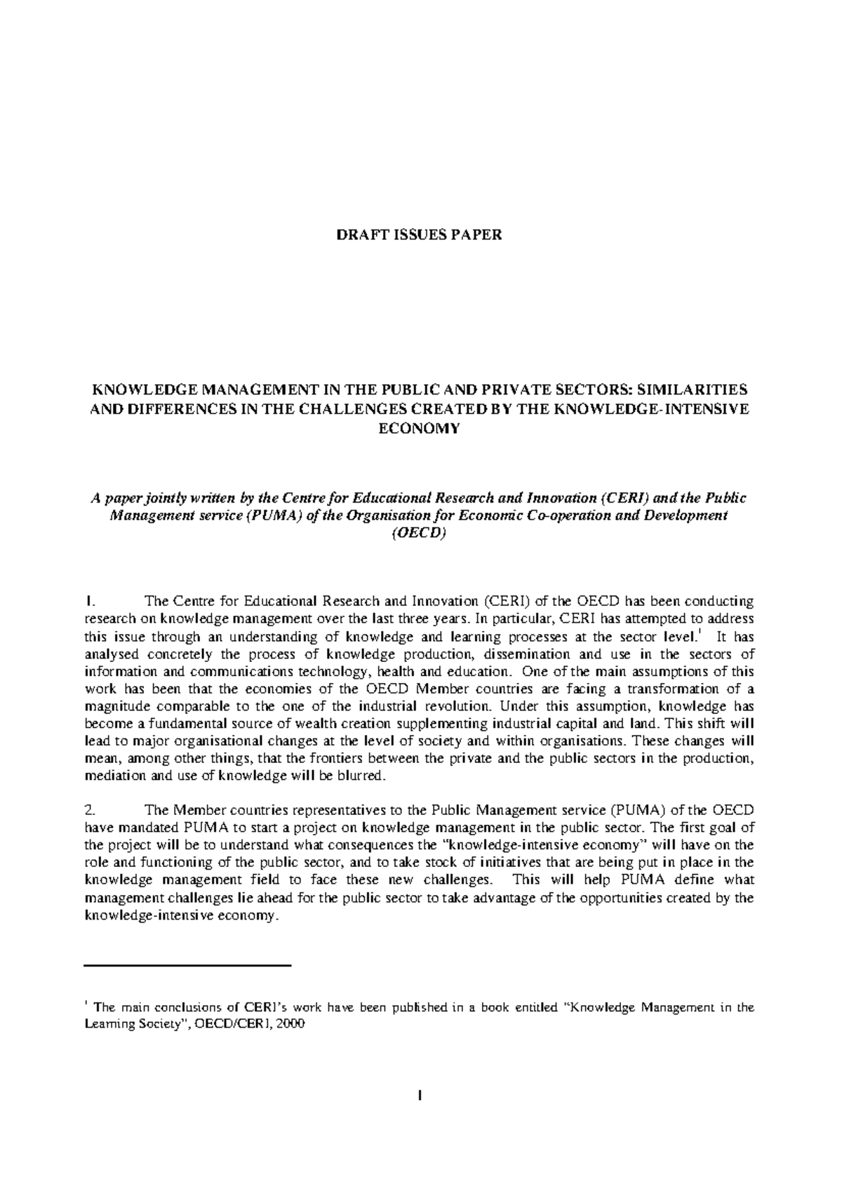 2667077 - computing - DRAFT ISSUES PAPER KNOWLEDGE MANAGEMENT IN THE PUBLIC AND PRIVATE SECTORS ...