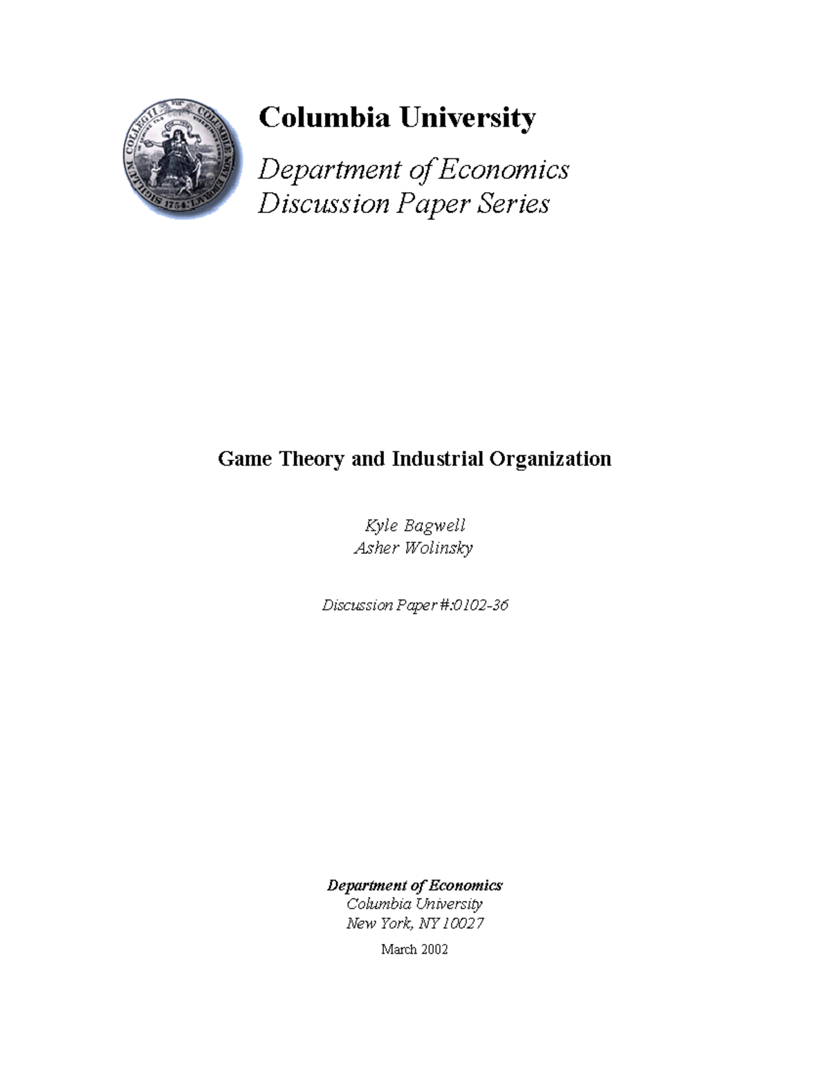 Econ 0102 36 - essay - Columbia University Department of Economics ...
