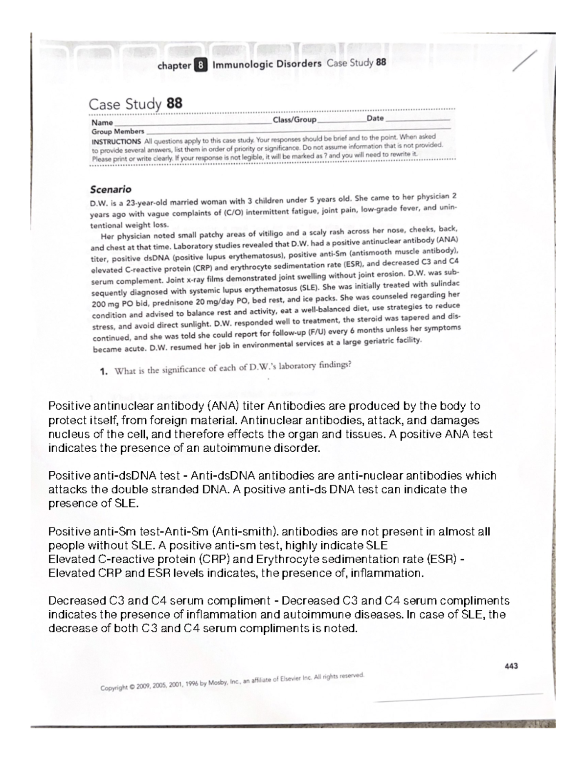 Case Study 88, 90 - Positive antinuclear antibody (ANA) titer ...