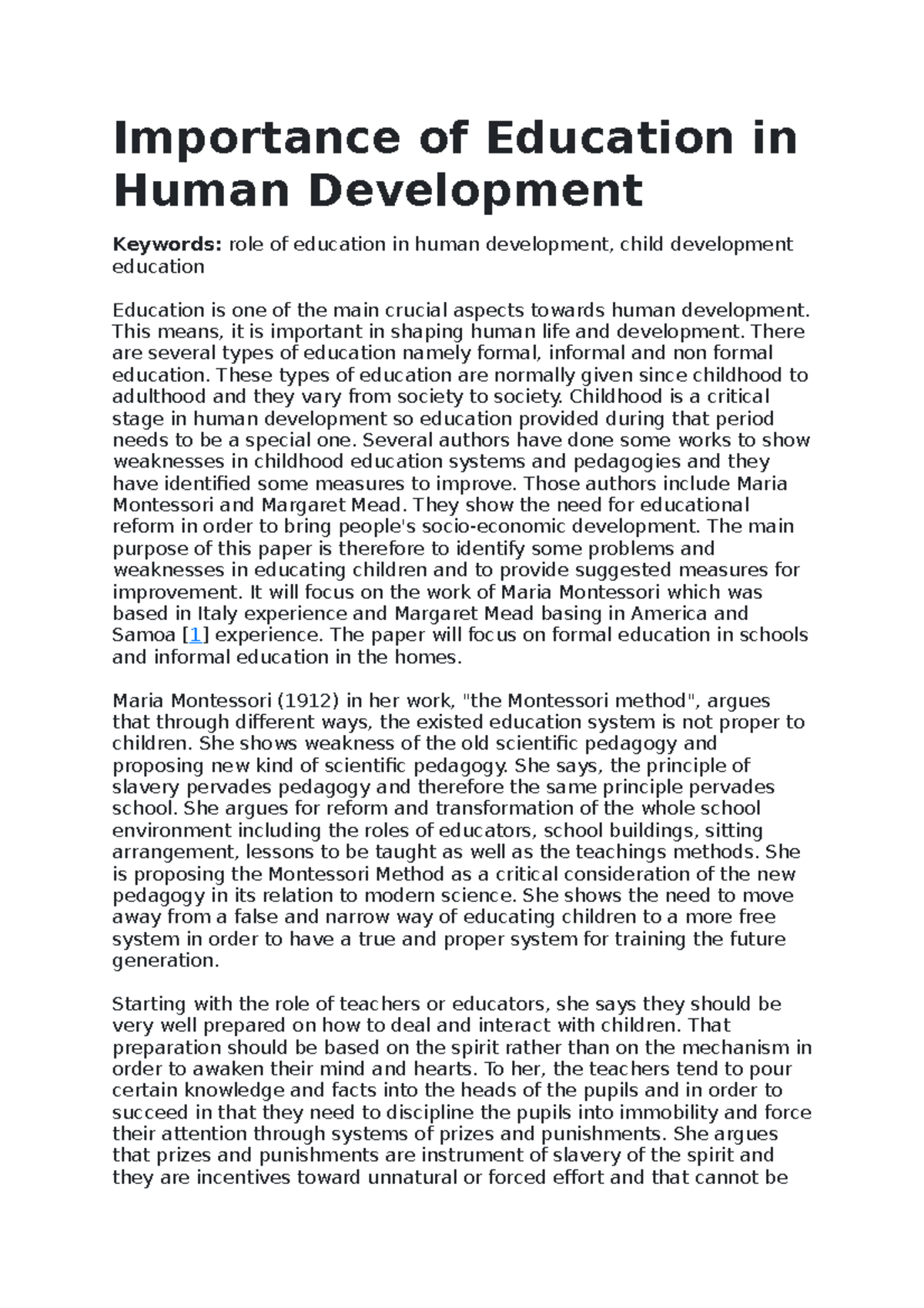 Importance of Education in Human Development - Importance of Education ...