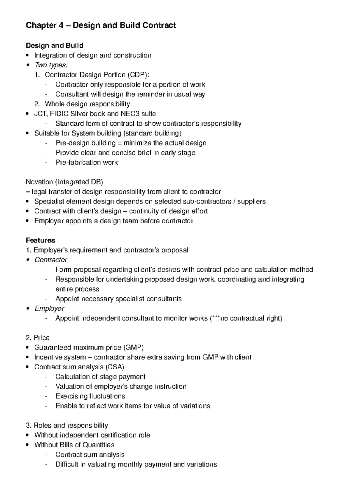 Procurement notes - Chapter 4 – Design and Build Contract Design and ...