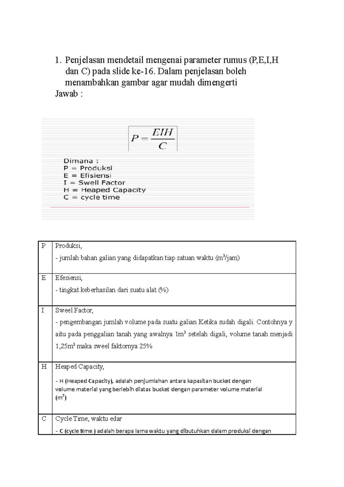 Penjelasan mendetail mengenai parameter rumus (P,E,I,H dan C) - 1 ...