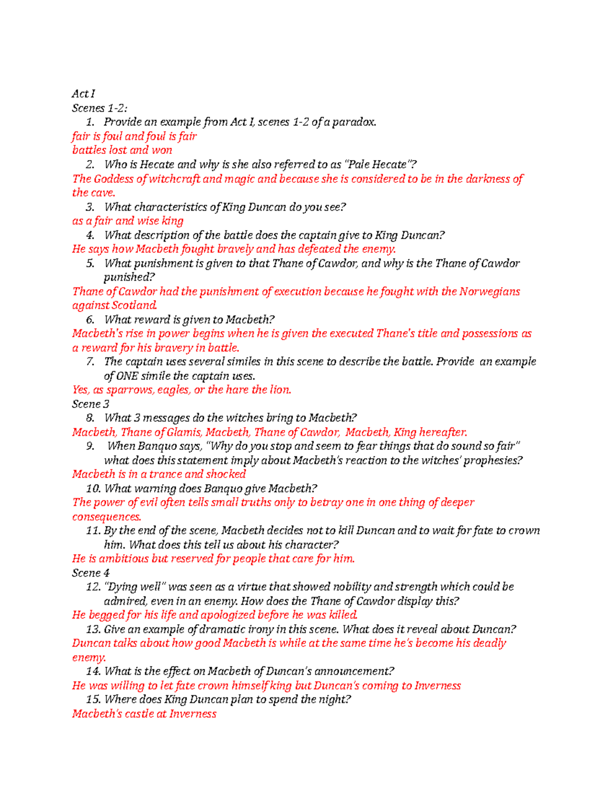 Macbeth DQ and study guide -AICE English General Paper - Act I Scenes 1 ...