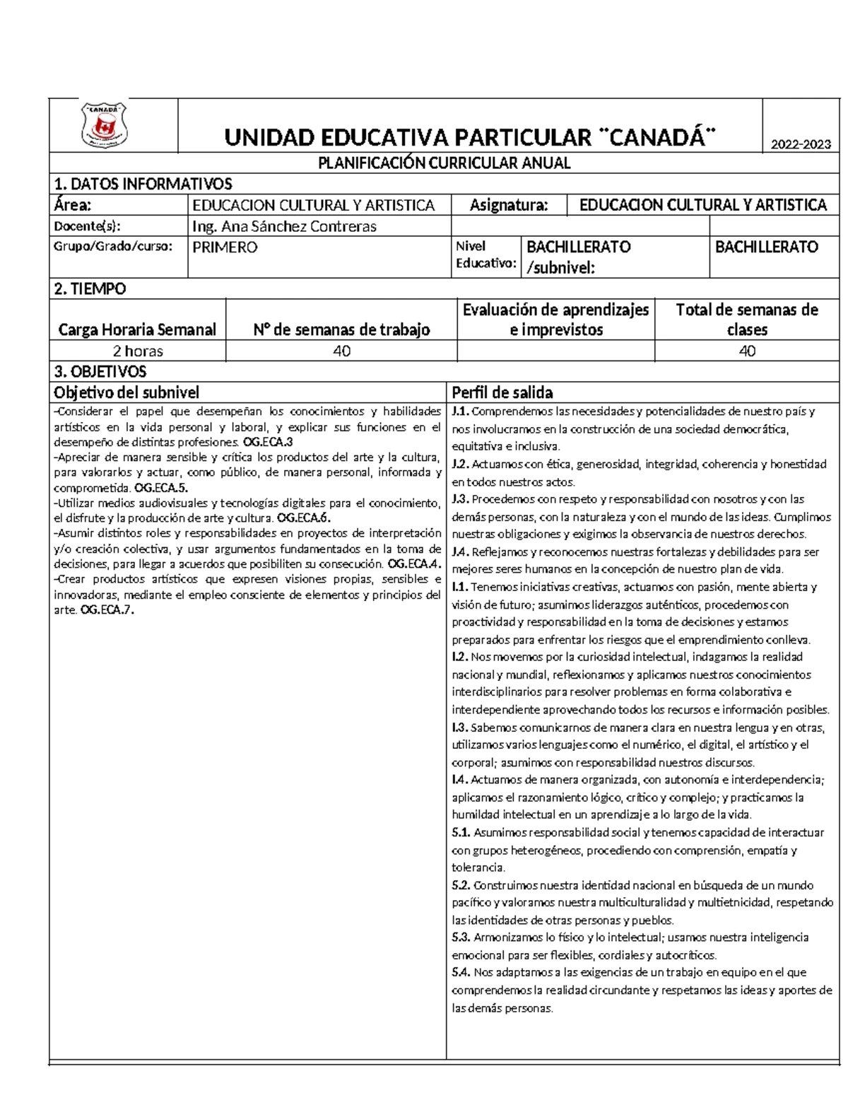 PCA EESS 10 - pca de sociales facil y practico - UNIDAD EDUCATIVA PARTICULAR ̈CANADÁ ̈ 2022 ...