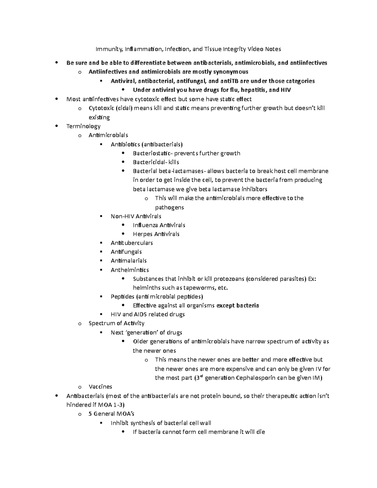 Immunity Video Notes - Lecture by Dr. Mary Winton over drugs affecting ...