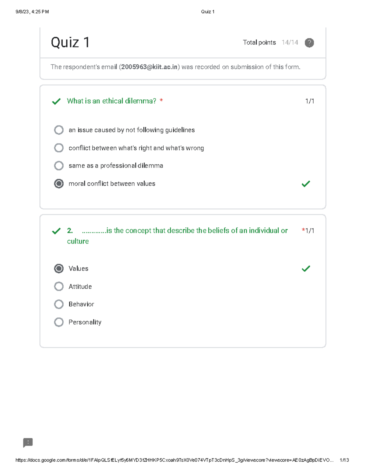 Quiz 1 - 1/ an issue caused by not following guidelines conict between ...