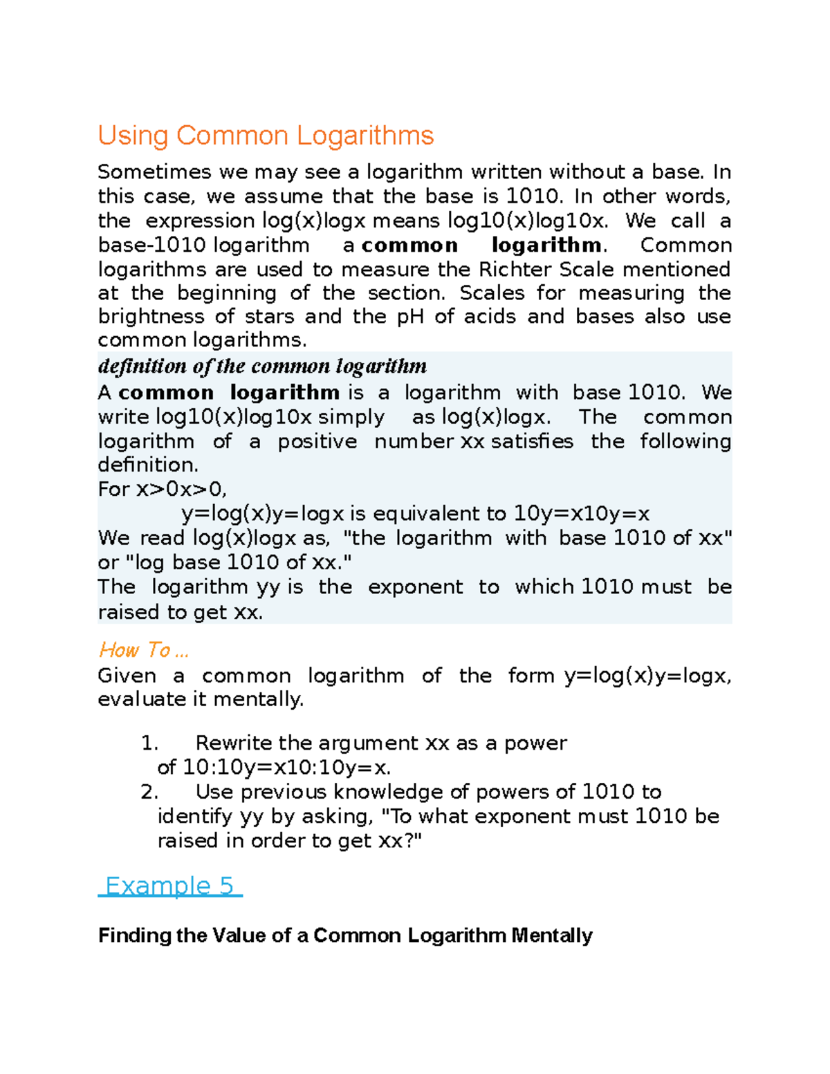 2-2 Reading and Participation Activities Logarithmic Functions 4 ...