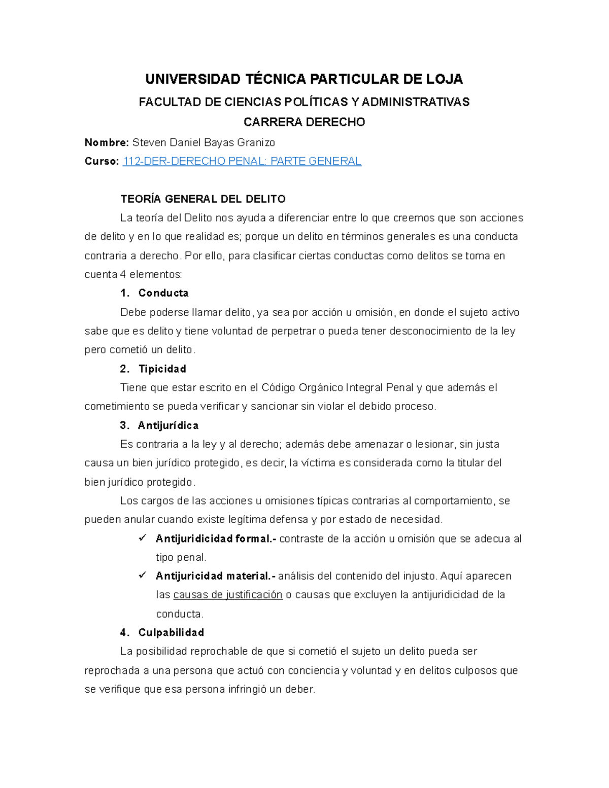 Teoría del delito. definición y conceptos generales - UNIVERSIDAD ...