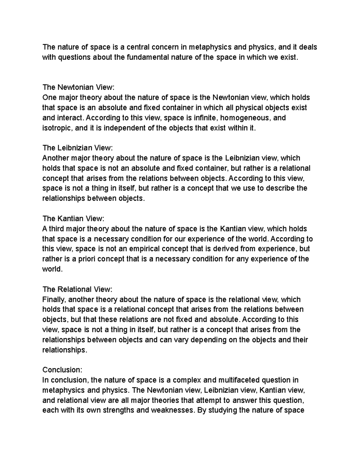 The Nature of Space - The nature of space is a central concern in ...