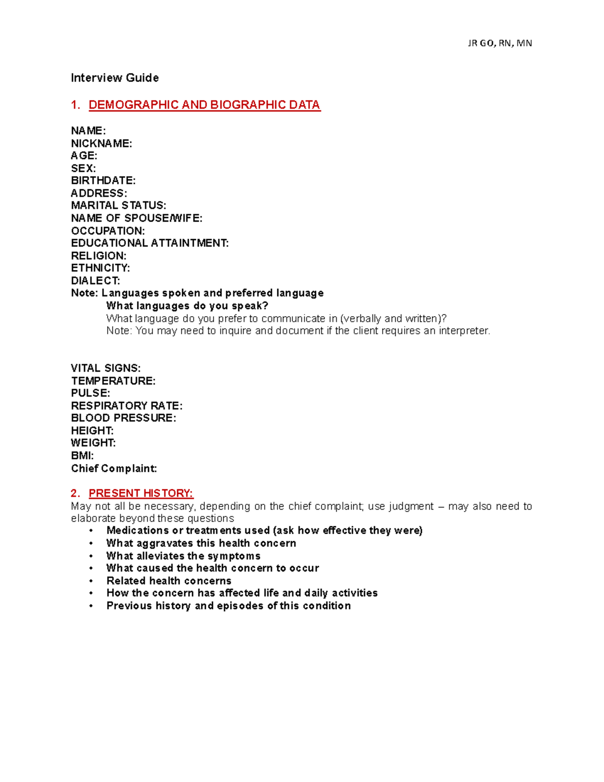 Interview-Guide - gggg - Interview Guide 1. DEMOGRAPHIC AND BIOGRAPHIC ...