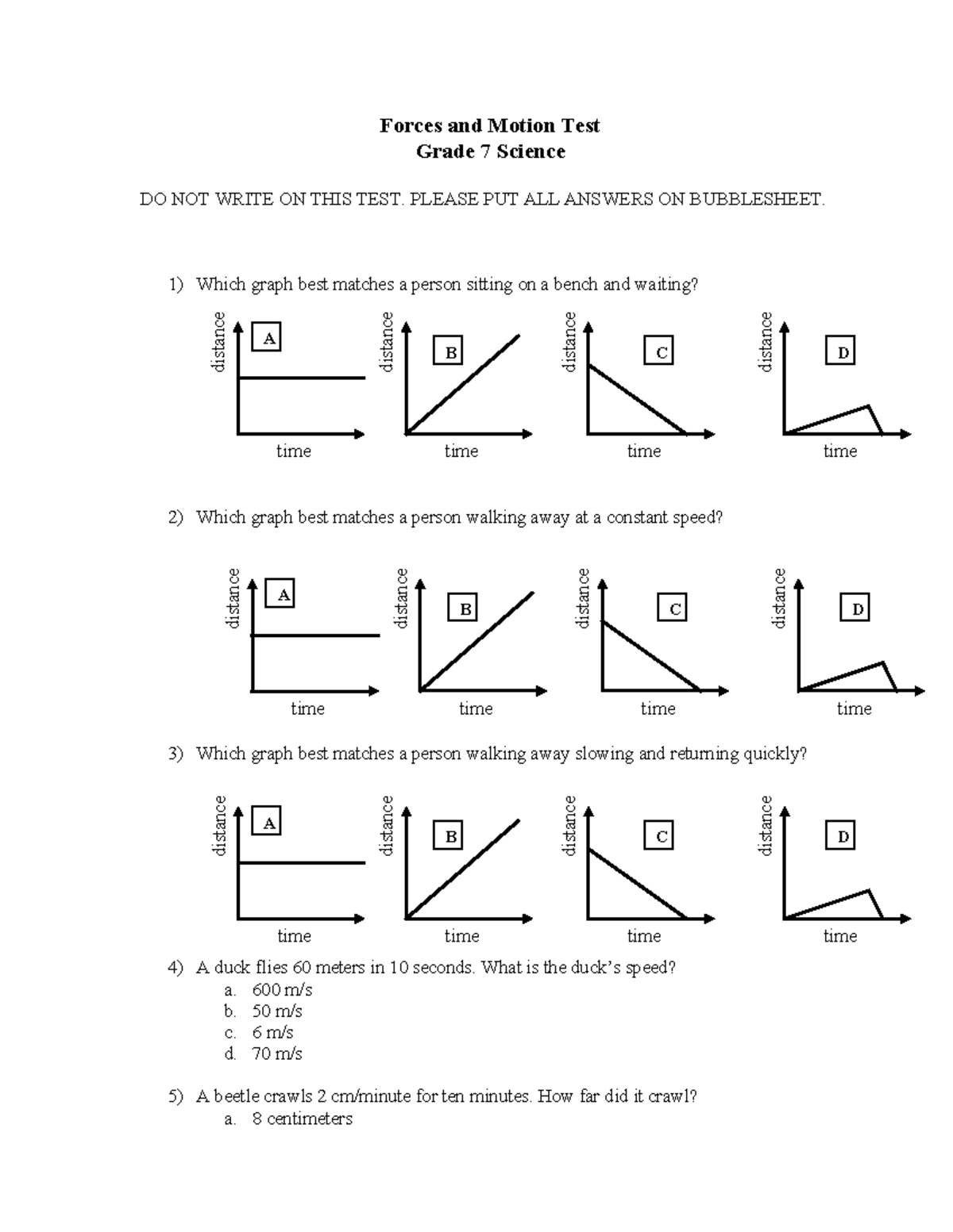 Ilide - Summary Force and Motion - Forces and Motion Test Grade 7 ...