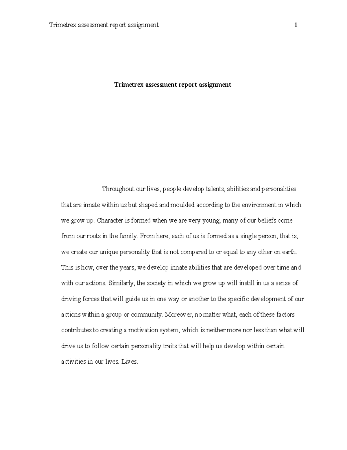 Trimetrix assesment assigment report 2086959 32983007 - Trimetrex ...