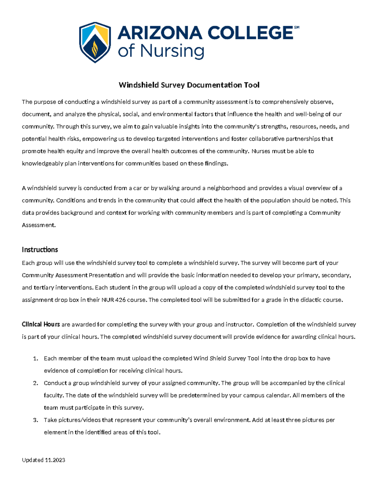 Windshield Survey Tool-1 - Windshield Survey Documentation Tool The ...