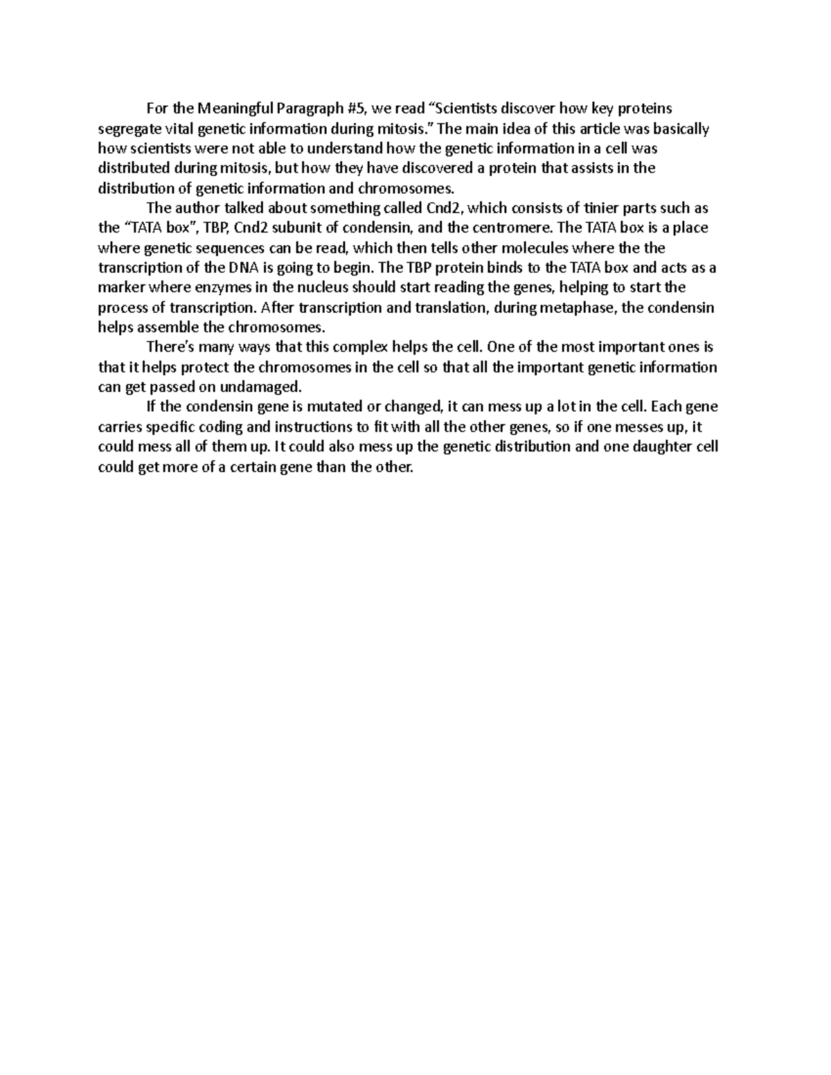 Meaningful Paragraph 5 - The author talked about something called Cnd2 ...