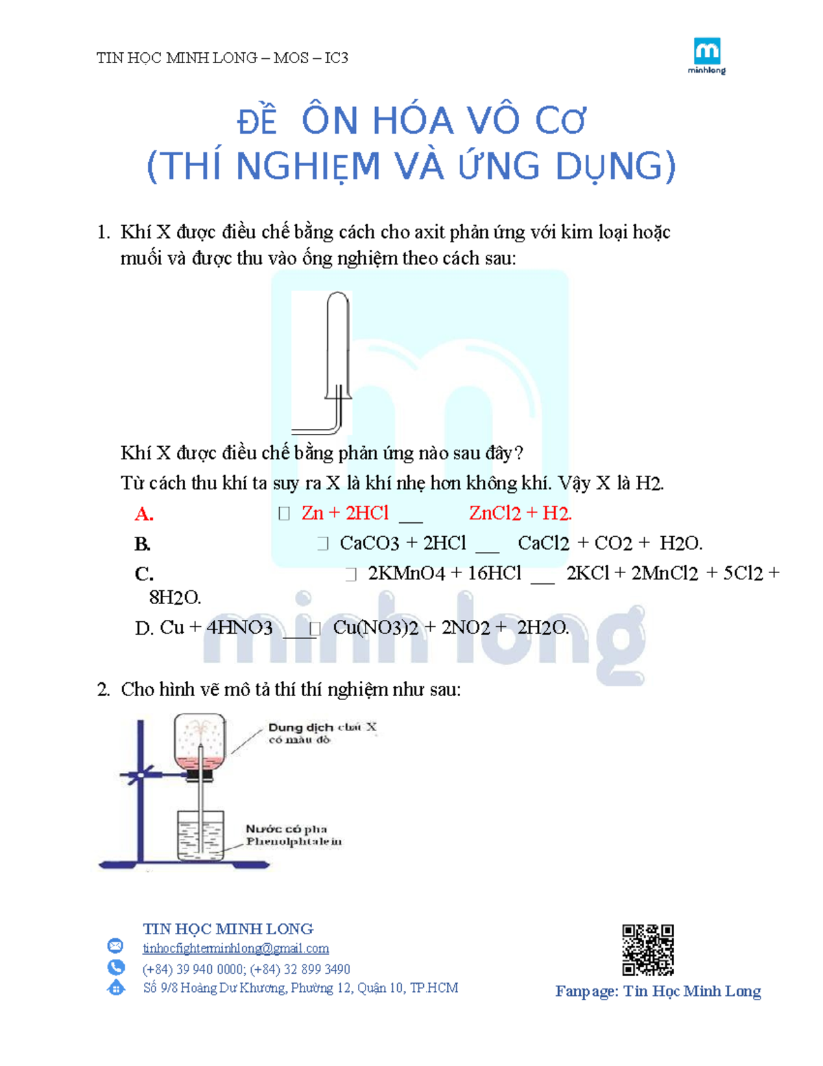 HVC-Thí Nghiệm-BT Ứng Dụng - TIN HỌC MINH LONG tinhocfighterminhlong@gmail (+84) 39 940 0000 ...