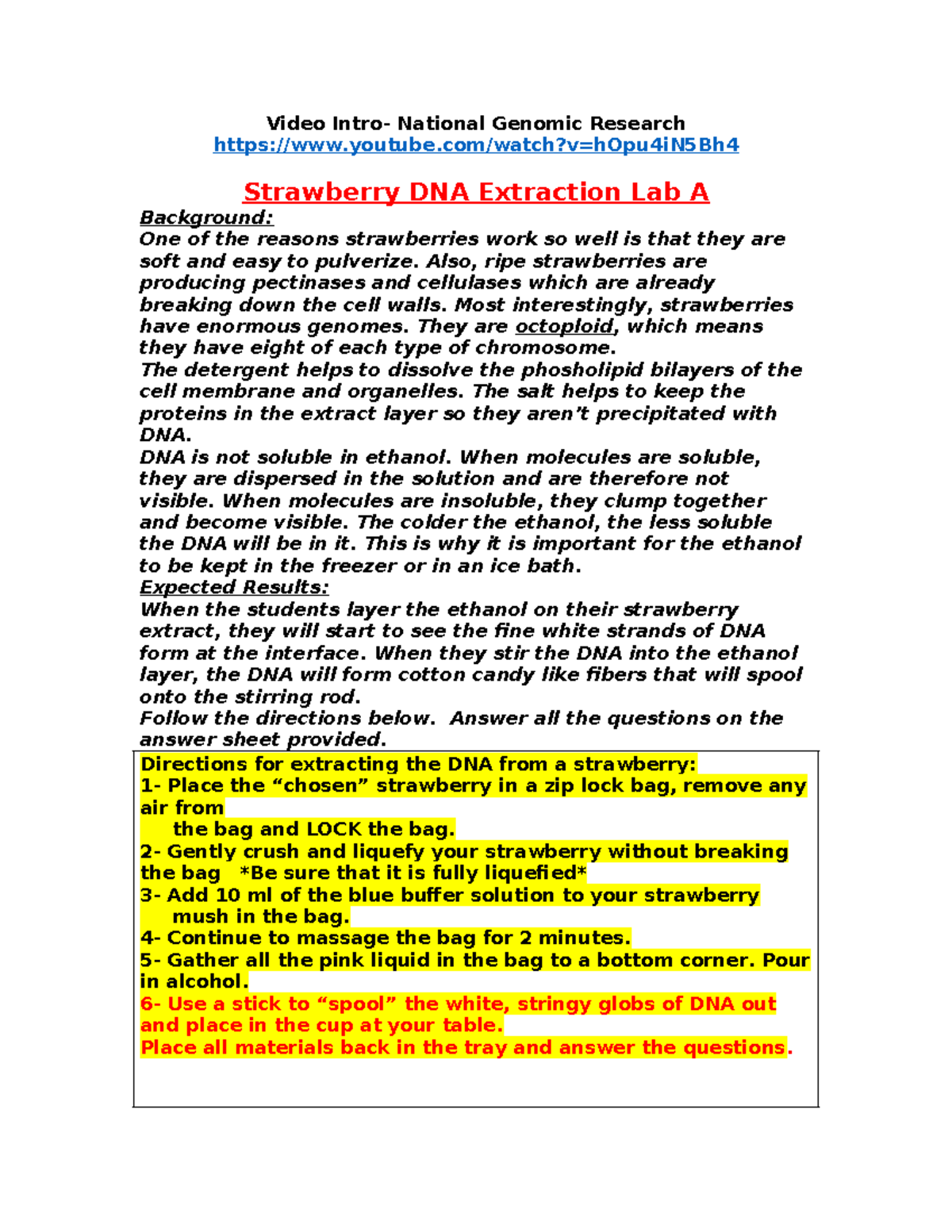 Strawberry DNA LAB A 23-24-1 - Video Intro- National Genomic Research ...