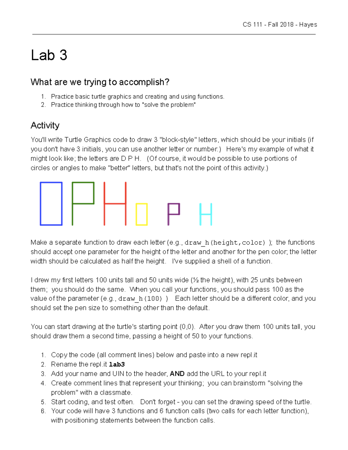 Lab 3 - Google Doc - lab 3 - CS 111 - Fall 2018 - Hayes Lab 3 What are ...