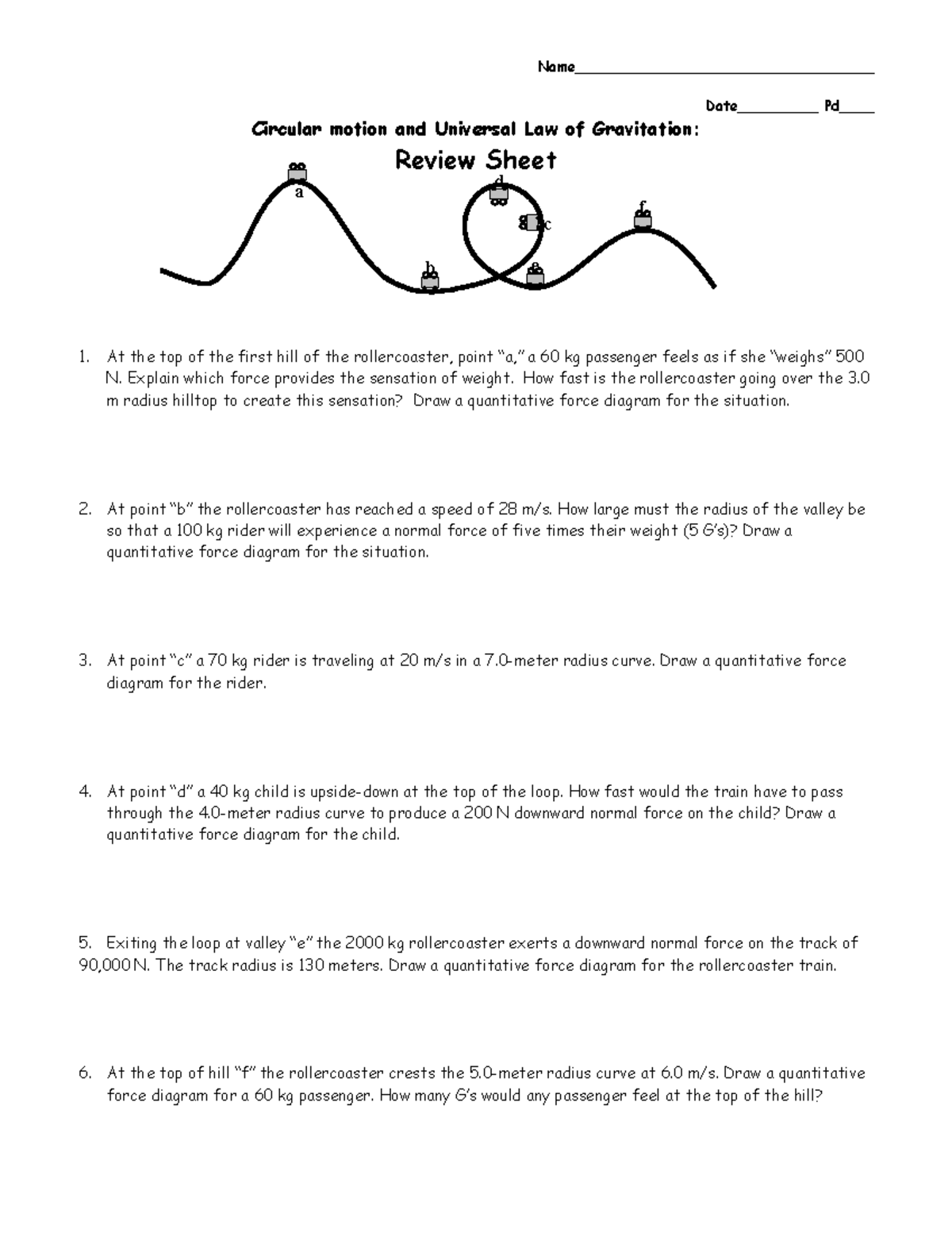 ljooijlnhiljlk;ljlkjlkj - Name Date Pd Circular motion and Universal Law of Gravitation: Review ...