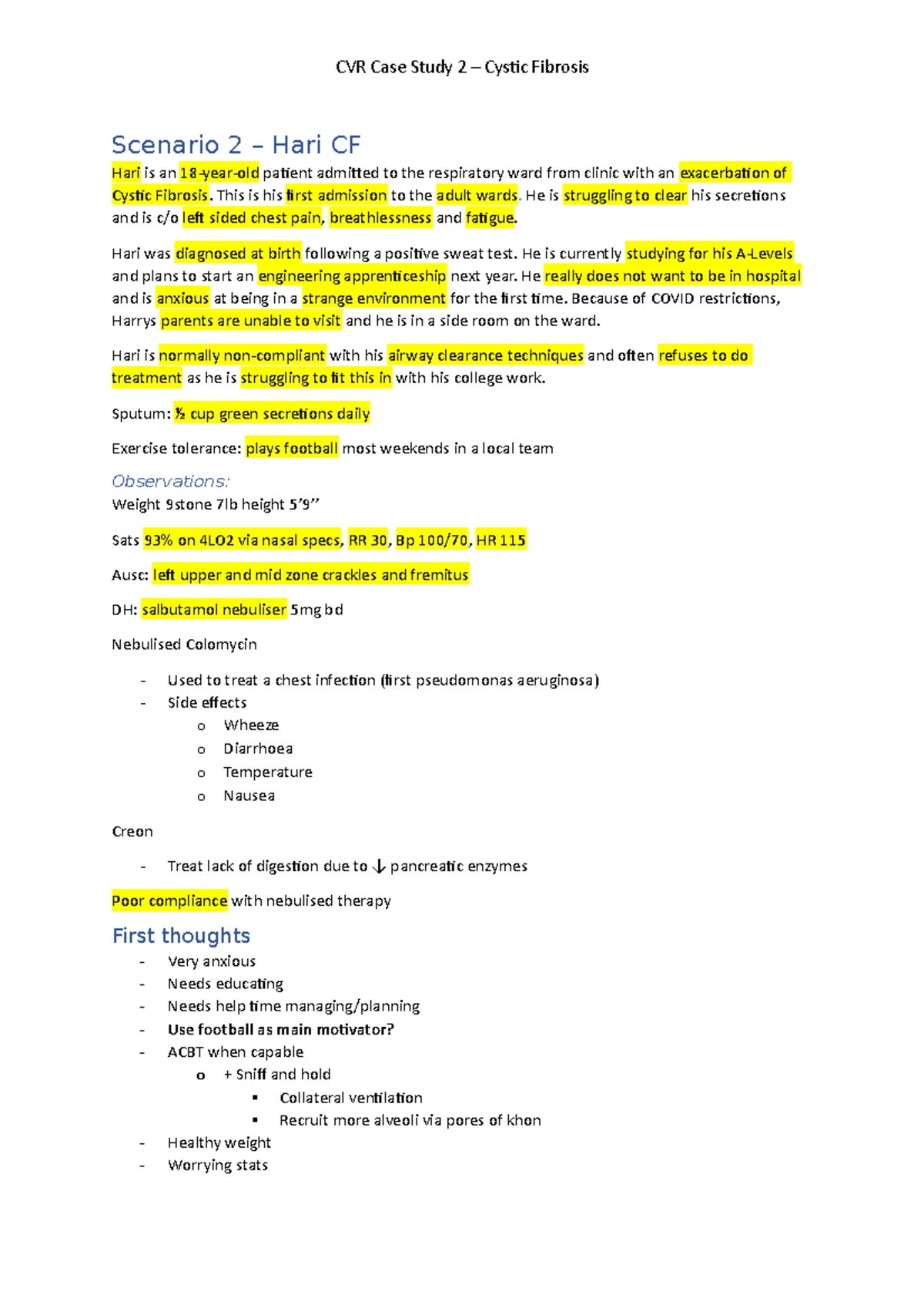 CVR - Cystic Fibrosis - Some example exam case studies and the ...