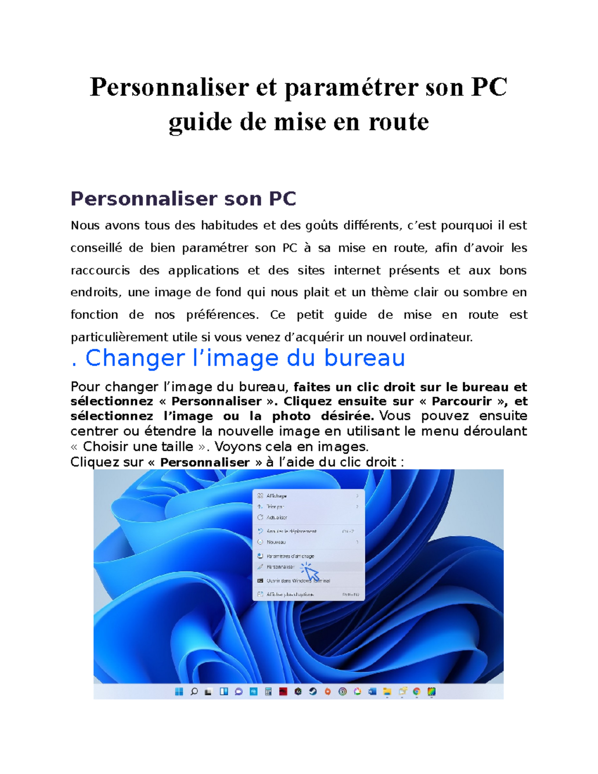 Personnaliser et paramétrer son PC guide de mise en route ...