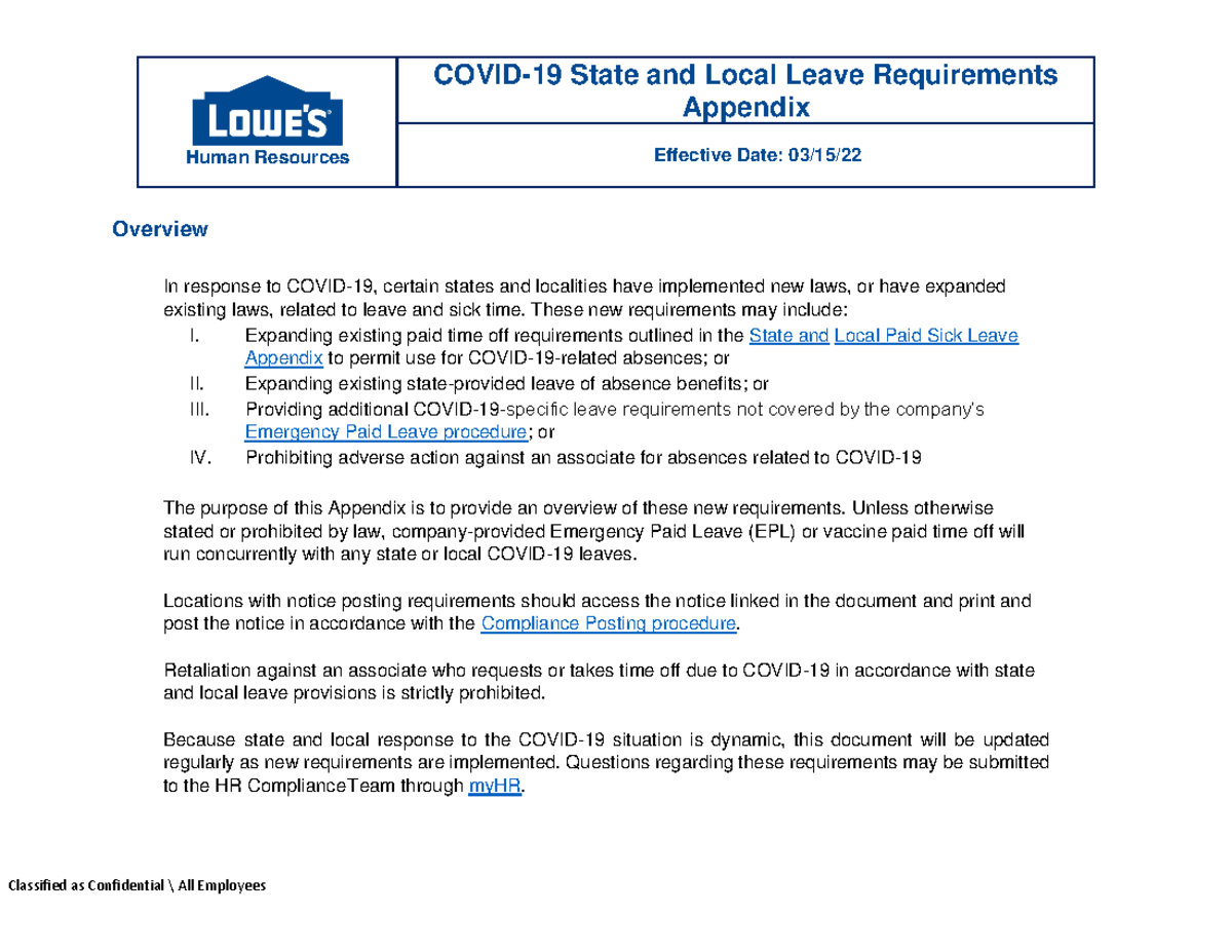 Covid-19 State and Local Leave Requirements 04-04-22 - Human Resources ...