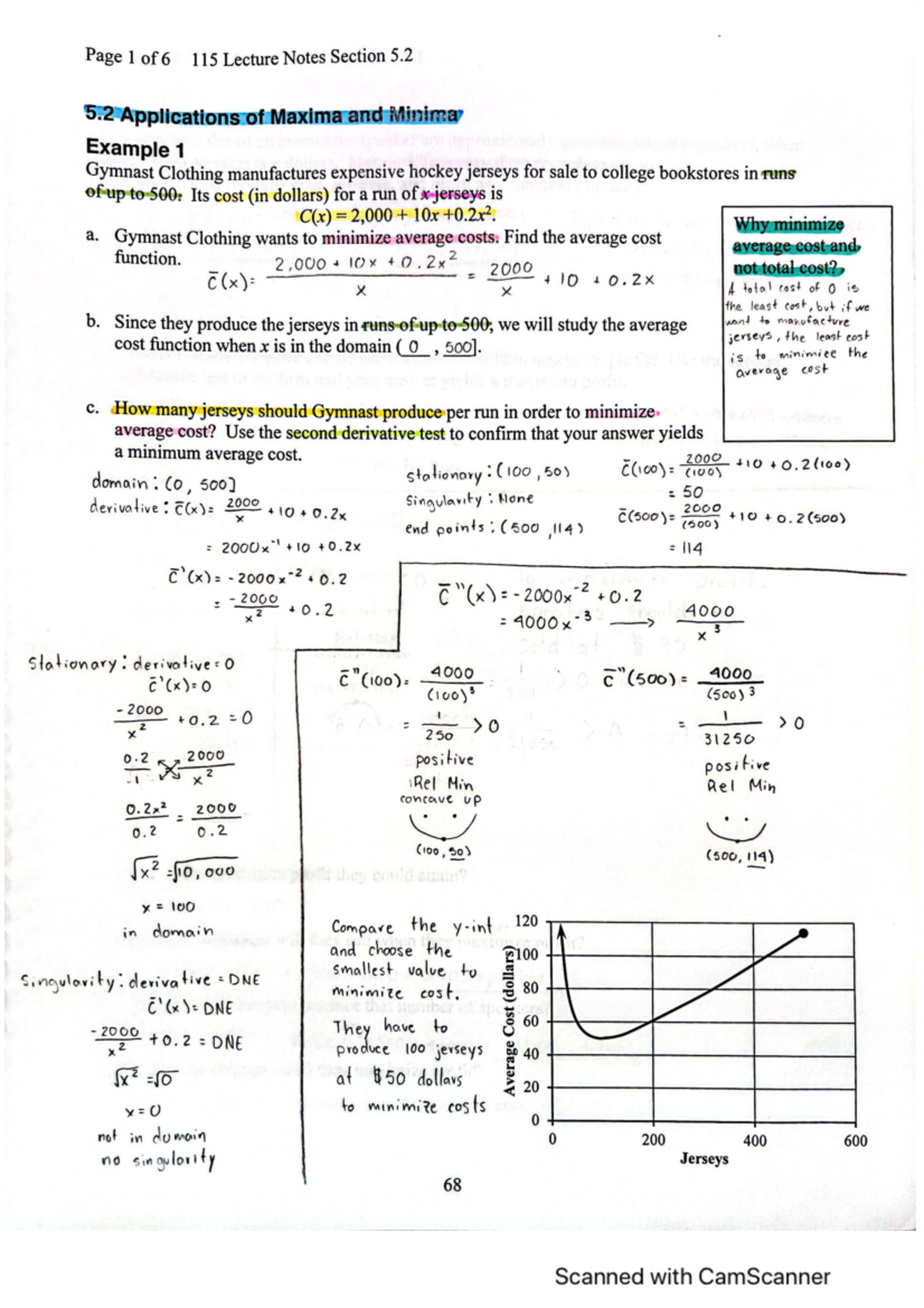 MATH 115 Section 5.2 Applications of Maxima and Minima - MATH 115Z ...
